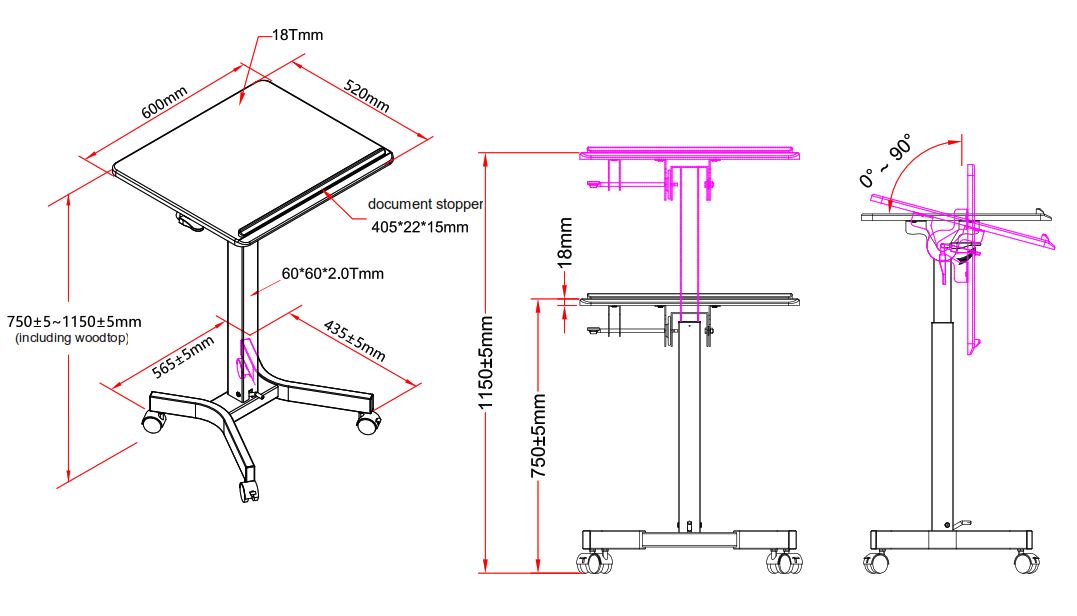 Ergo Ltd | Lectern - Mobile Height Adjustable